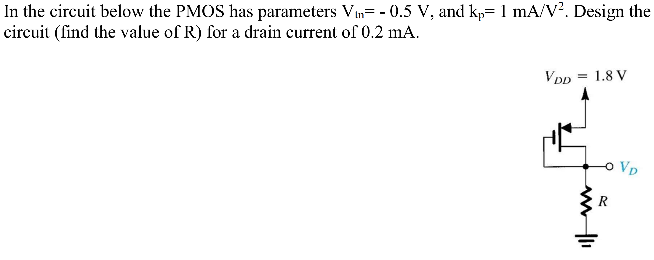 Solved In the circuit below the PMOS has parameters | Chegg.com