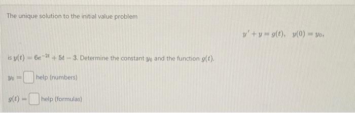 Solved The unique solution to the initial value problem | Chegg.com