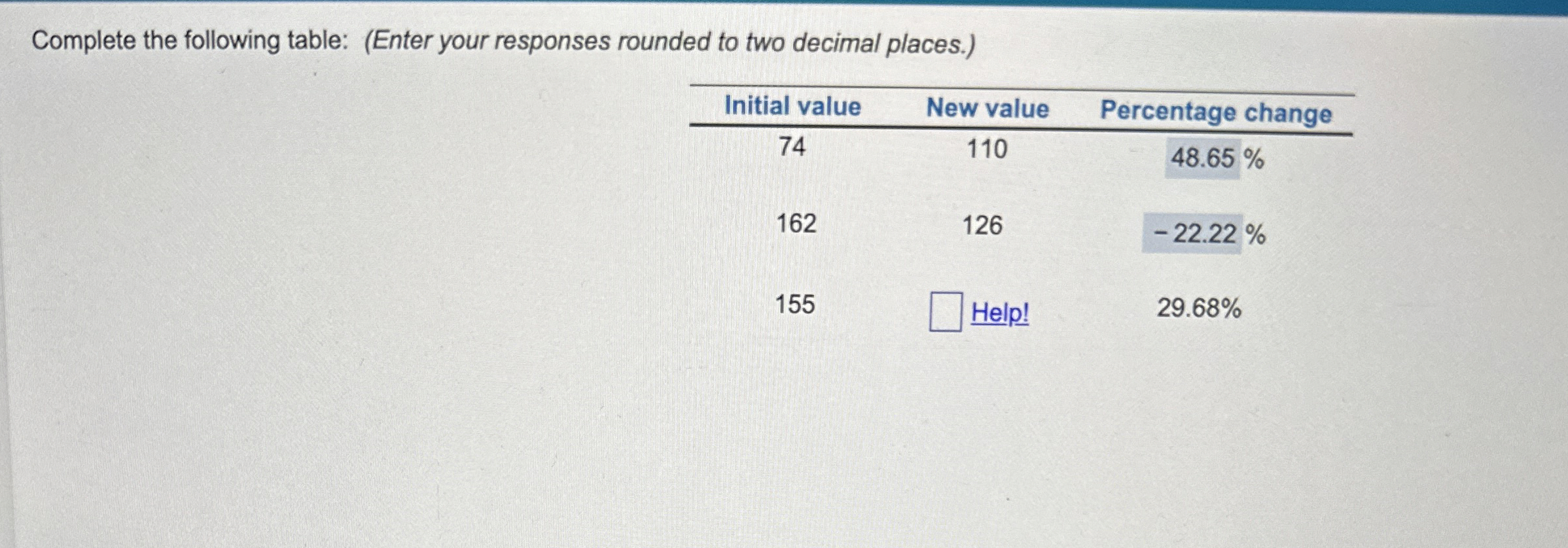 Solved Complete the following table: (Enter your responses | Chegg.com