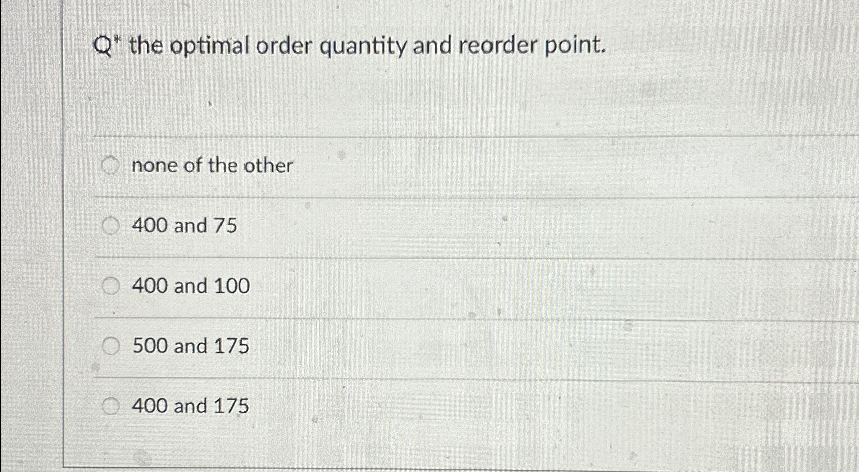 Solved Q* ﻿the optimal order quantity and reorder point.none | Chegg.com