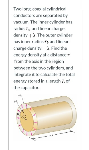 Solved Two long, coaxial cylindrical conductors are | Chegg.com