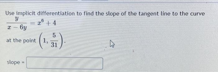 Solved Use implicit differentiation to find the slope of the | Chegg.com