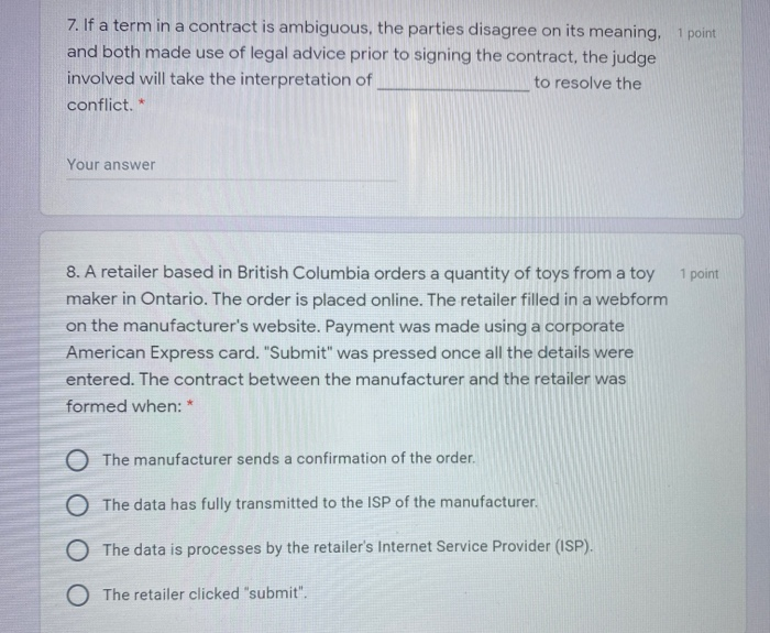 Solved 7. If a term in a contract is ambiguous, the parties | Chegg.com