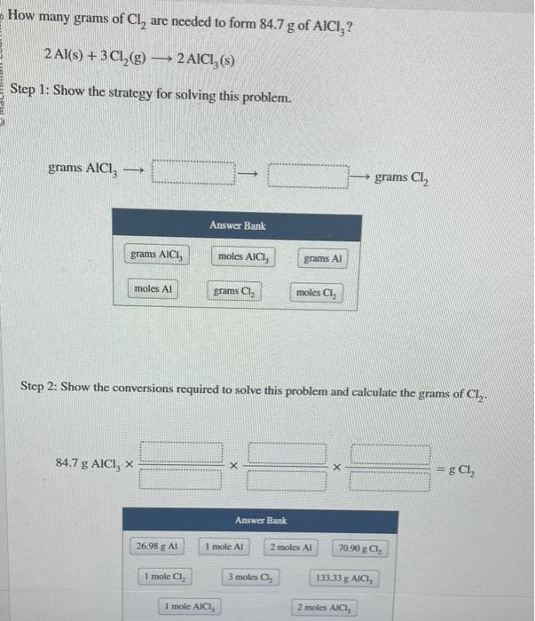 Solved How many grams of Cl2 are needed to form 84.7 g of | Chegg.com