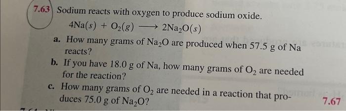 Solved 53 Sodium reacts with oxygen to produce sodium oxide. | Chegg.com