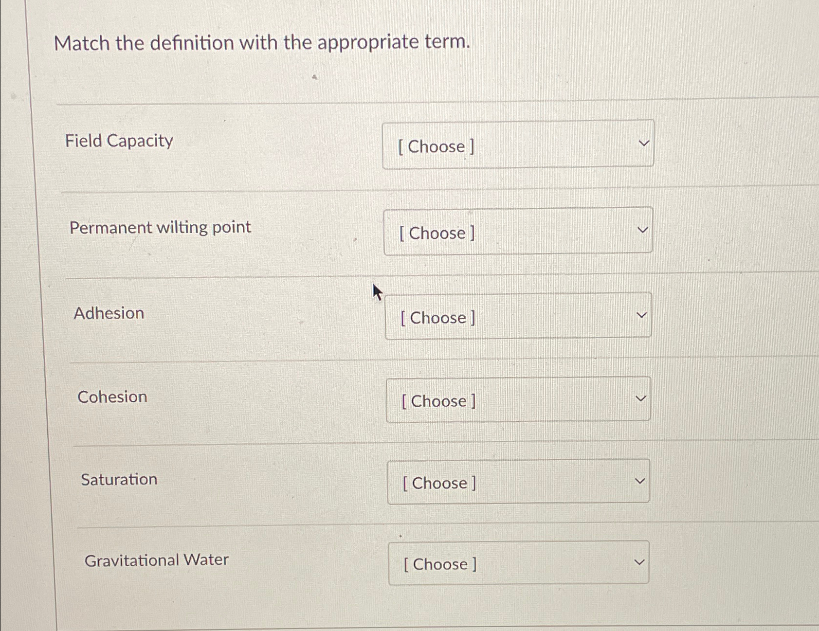 Solved Match the definition with the appropriate term.Field | Chegg.com