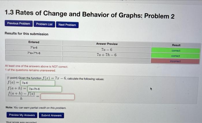 Solved 1.3 Rates of Change and Behavior of Graphs: Problem | Chegg.com