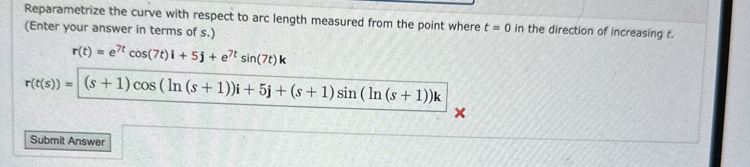 Solved Reparametrize the curve with respect to arc length | Chegg.com