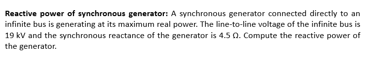 Solved Reactive power of synchronous generator: A | Chegg.com