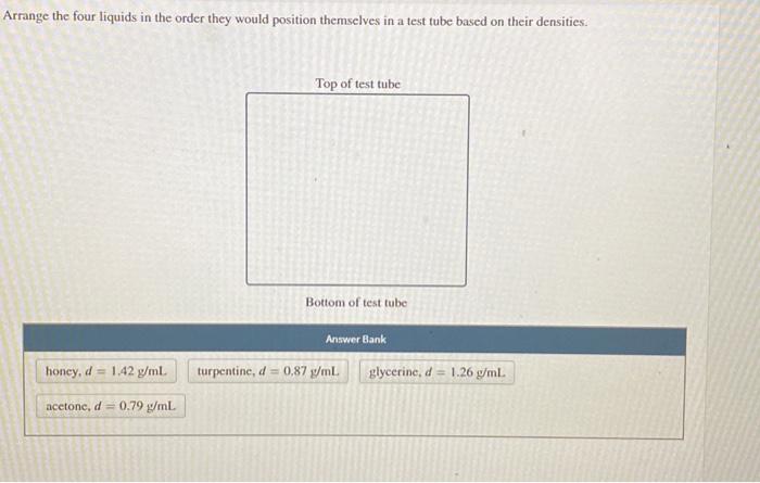 Solved Arrange the four liquids in the order they would | Chegg.com