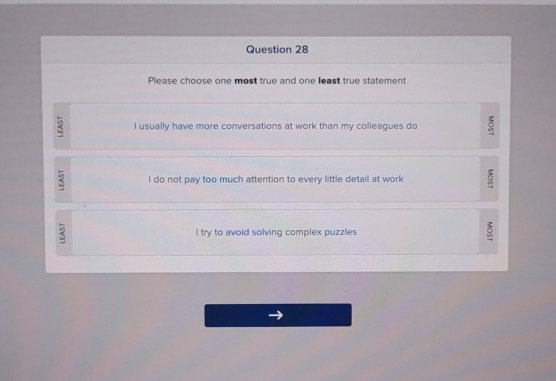 Solved Question 28Please choose one most true and one least | Chegg.com