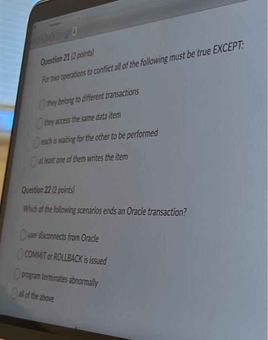 Solved Question 21 (2points) Fortwo operations to confict | Chegg.com