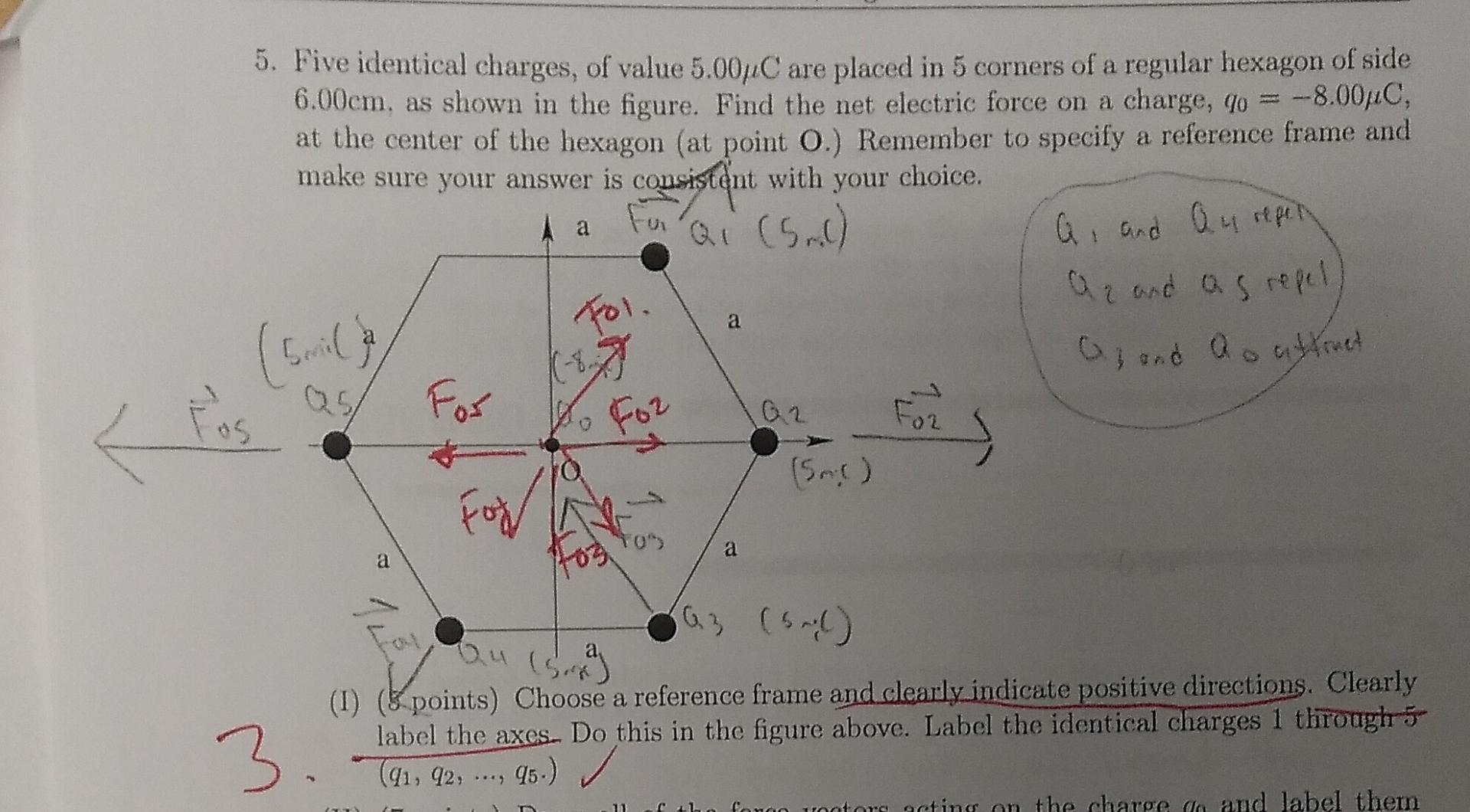 Solved a 5. Five identical charges, of value 5.00C are | Chegg.com
