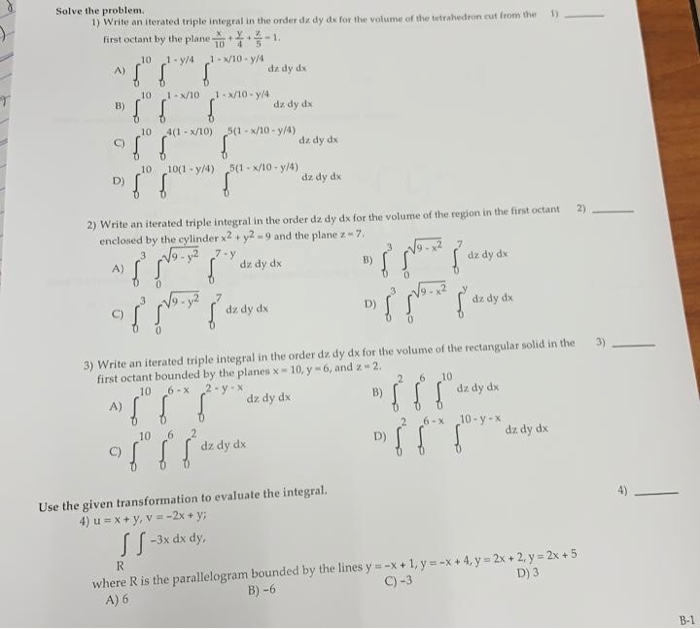 Solved Solve the problem. 1) Write an iterated triple | Chegg.com