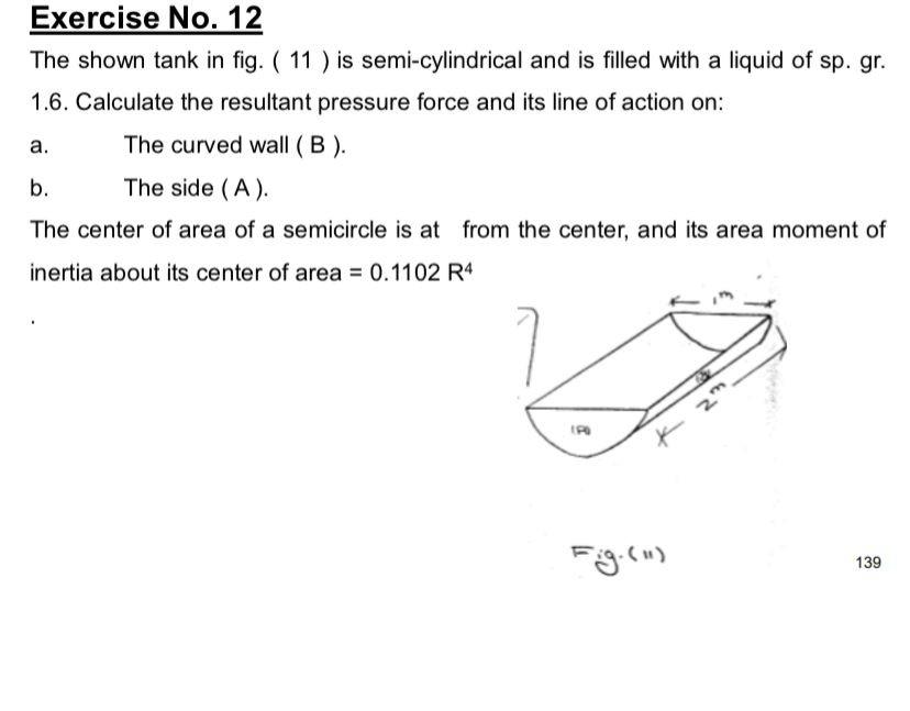 Solved Exercise No. 12 The shown tank in fig. ( 11 ) is | Chegg.com