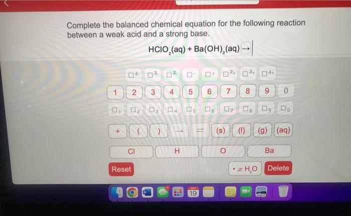 Solved Complete the balanced chemical equation for the | Chegg.com