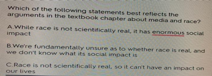 Solved Which of the following statements best reflects the | Chegg.com