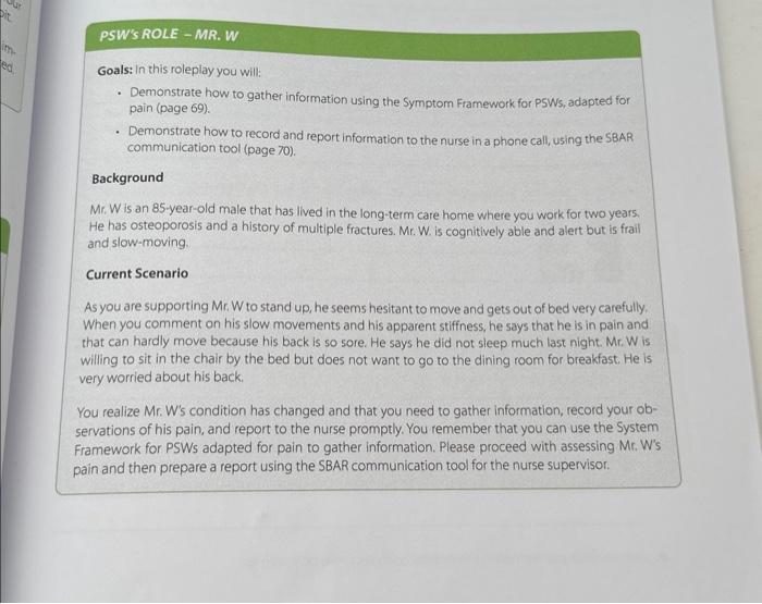 Solved Goals: In this roleplay you will: - Demonstrate how | Chegg.com