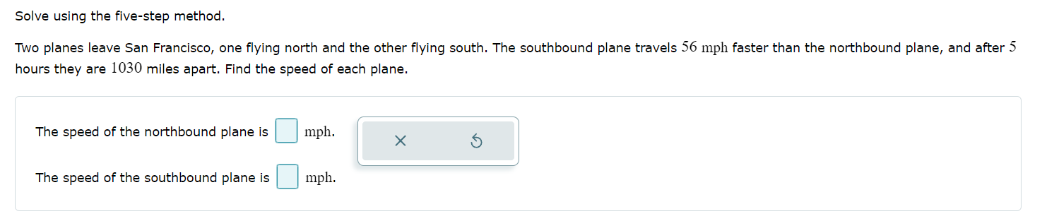 Solved Solve using the five-step method.Two planes leave San | Chegg.com