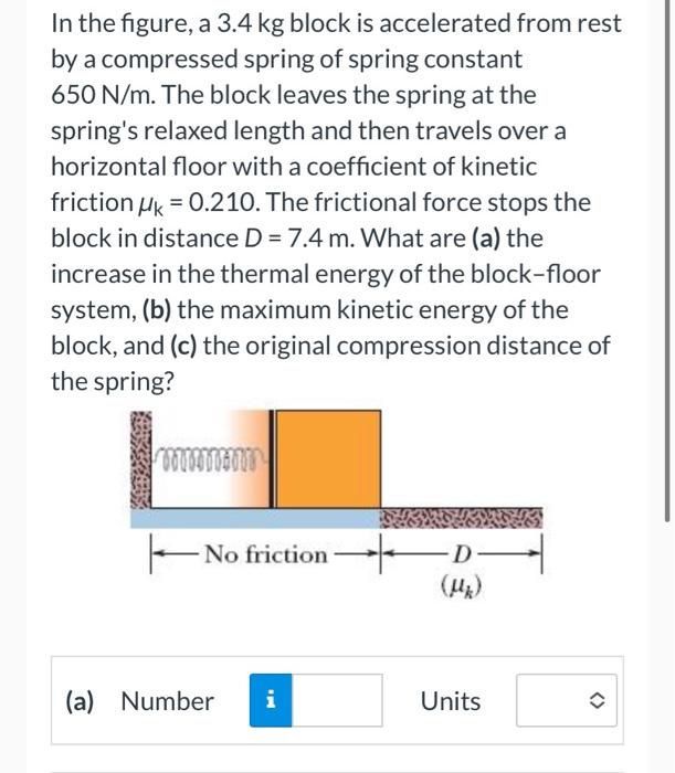 Solved In the figure, a 3.4 kg block is accelerated from | Chegg.com