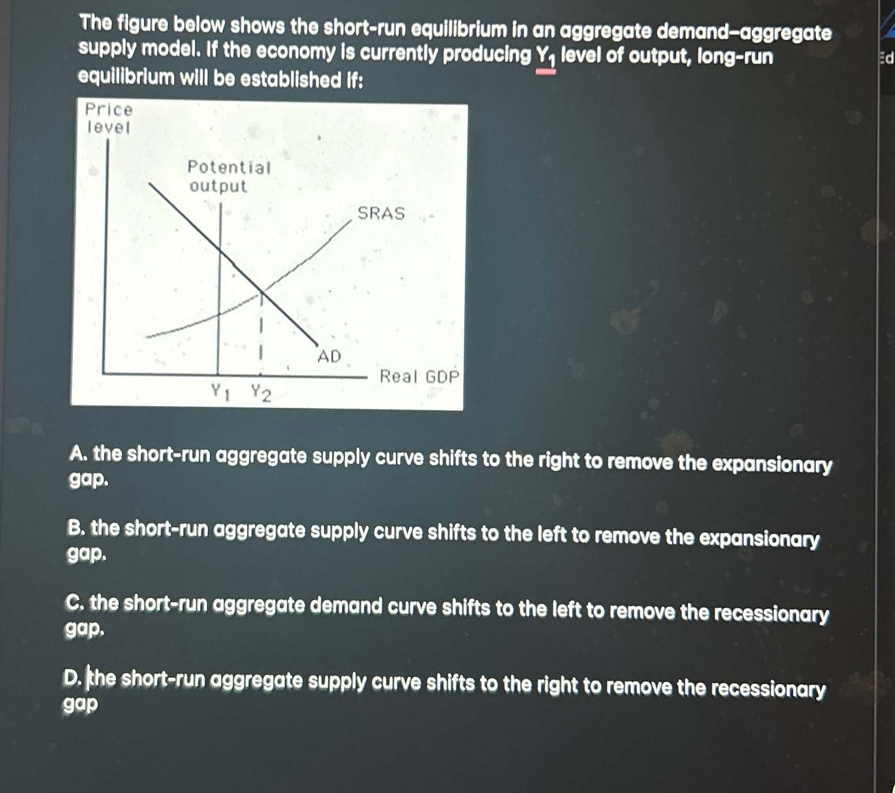 Solved The figure below shows the short-run equilibrium in | Chegg.com