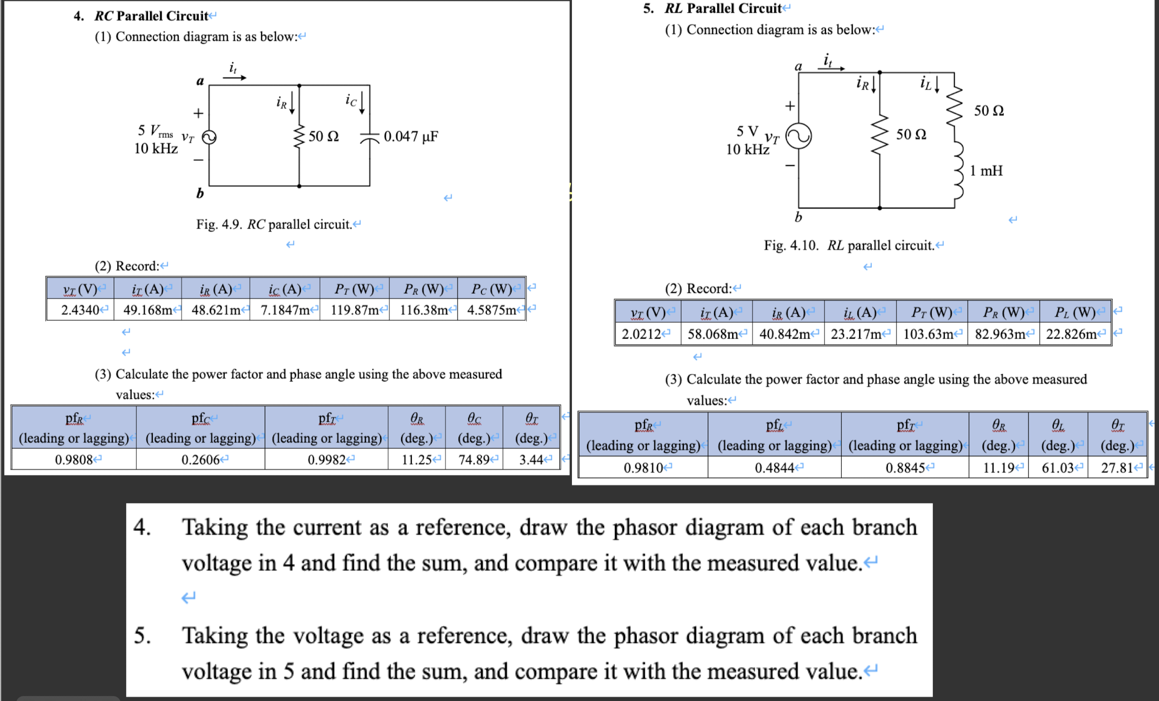 Taking the current as a reference, draw the phasor | Chegg.com