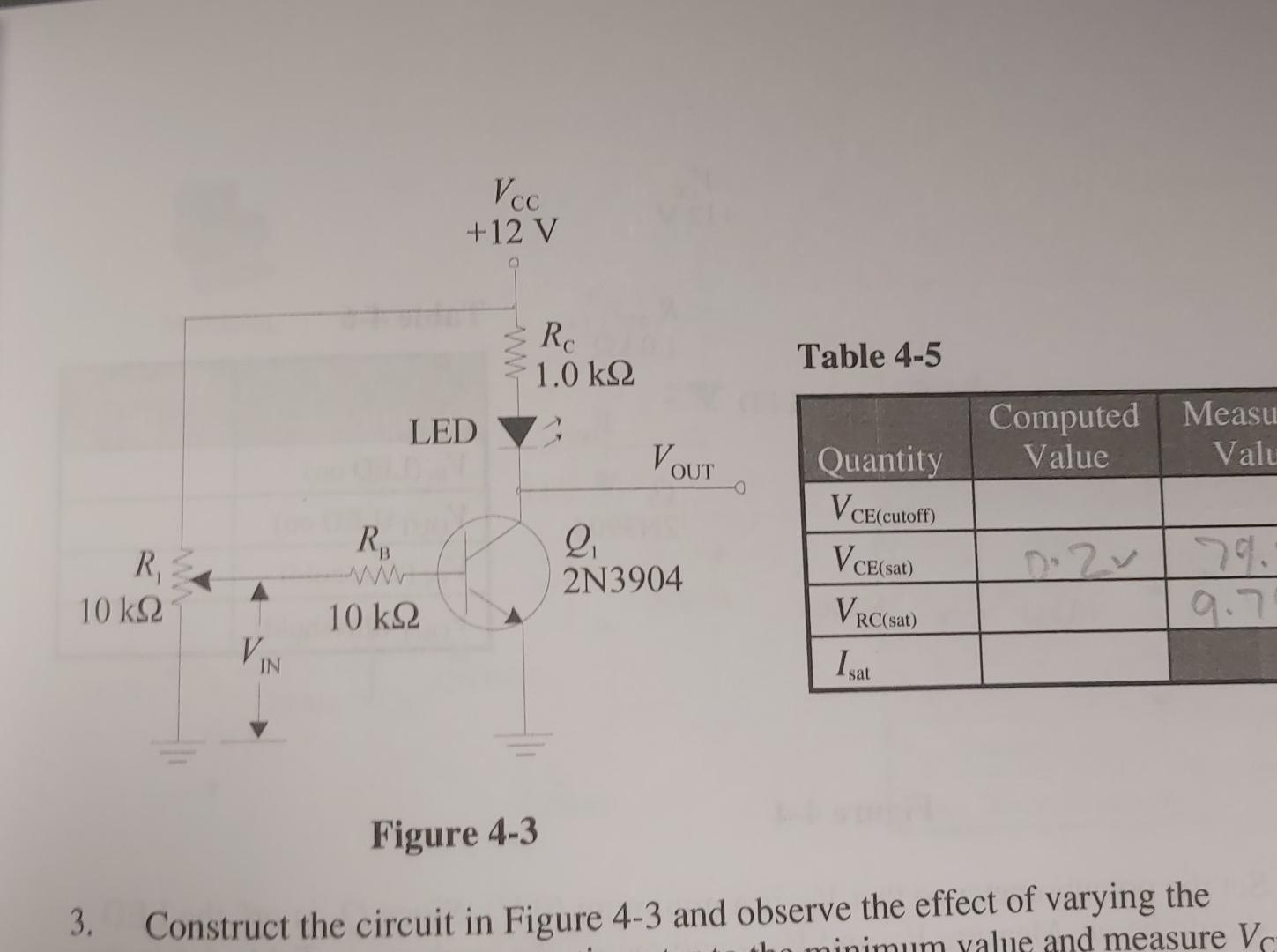 Solved Table 4-5 Figure 4-3 3. Construct the circuit in | Chegg.com