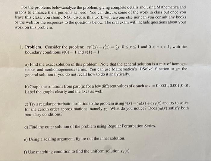 Solved For the problems below,analyze the problem, giving | Chegg.com