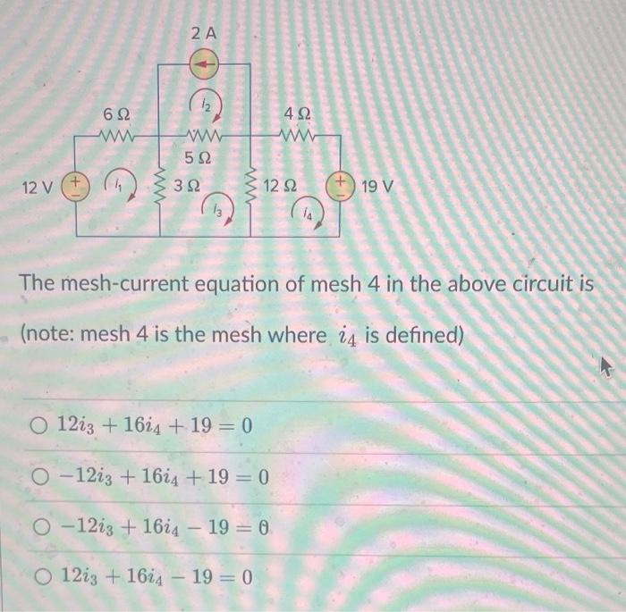 Solved The mesh-current equation of mesh 4 in the above | Chegg.com
