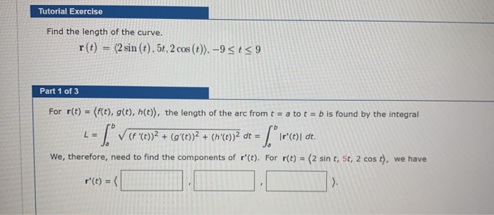 Solved Tutorial Exercise Find the length of the curve. r(t) | Chegg.com