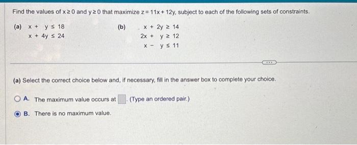 Solved Find the values of x≥0 and y≥0 that maximize | Chegg.com