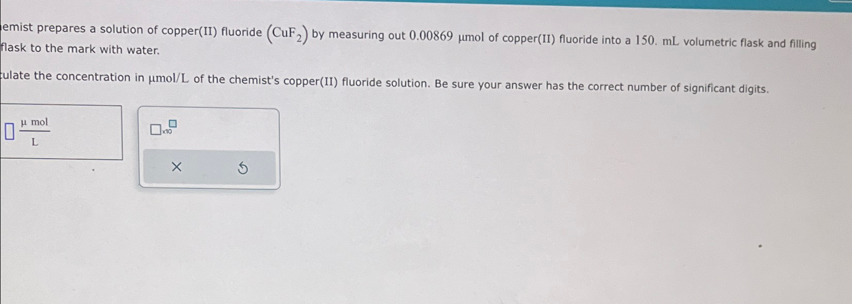 Solved emist prepares a solution of copper(II) ﻿fluoride | Chegg.com