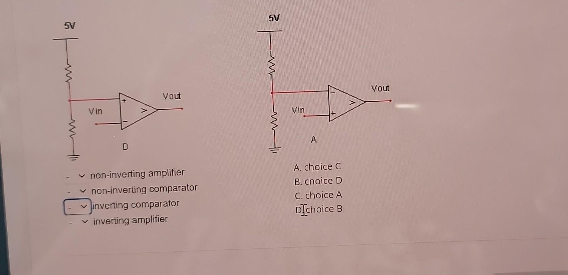 Solved non-inverting amplifier A. choice C B. choice D - ∨ | Chegg.com
