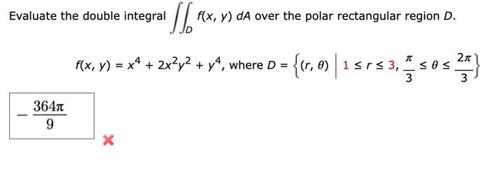 Solved Evaluate the double integral Df(x, y) dA over the | Chegg.com