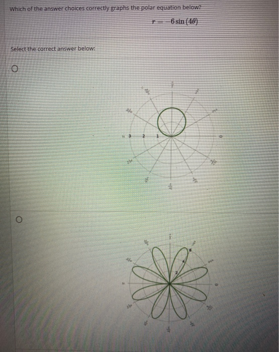 Solved Which of the answer choices correctly graphs the | Chegg.com