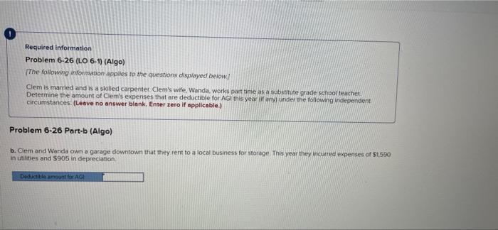 Solved Required information Problem 6-26 (LO 6-1) (Algo) The | Chegg.com Solved Required information Problem 6-26 (LO 6-1) (Algo) The | Chegg.com