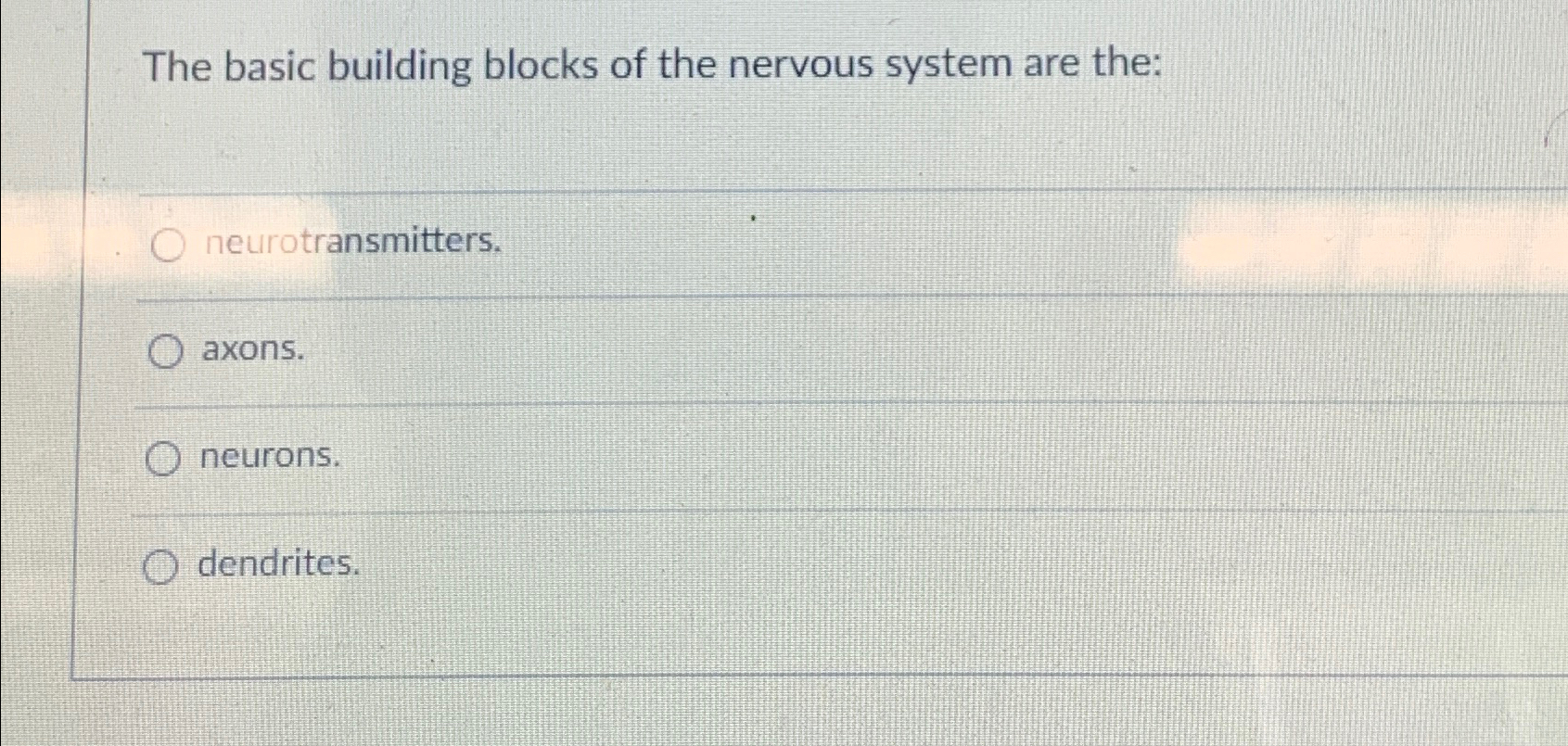 Solved The basic building blocks of the nervous system are | Chegg.com