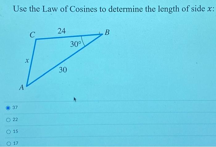 Solved Use the Law of Cosines to determine the length of | Chegg.com