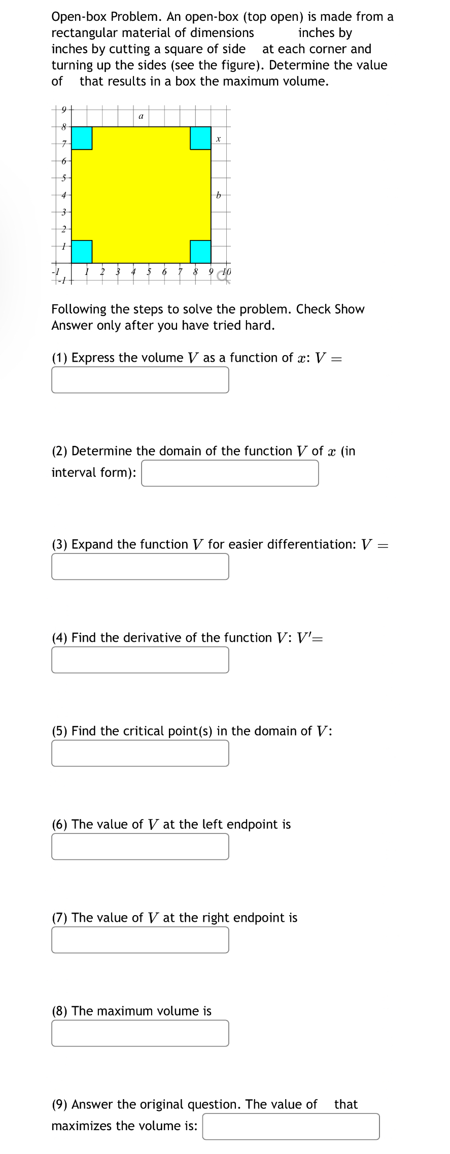 Solved Open-box Problem. An open-box (top open) ﻿is made | Chegg.com