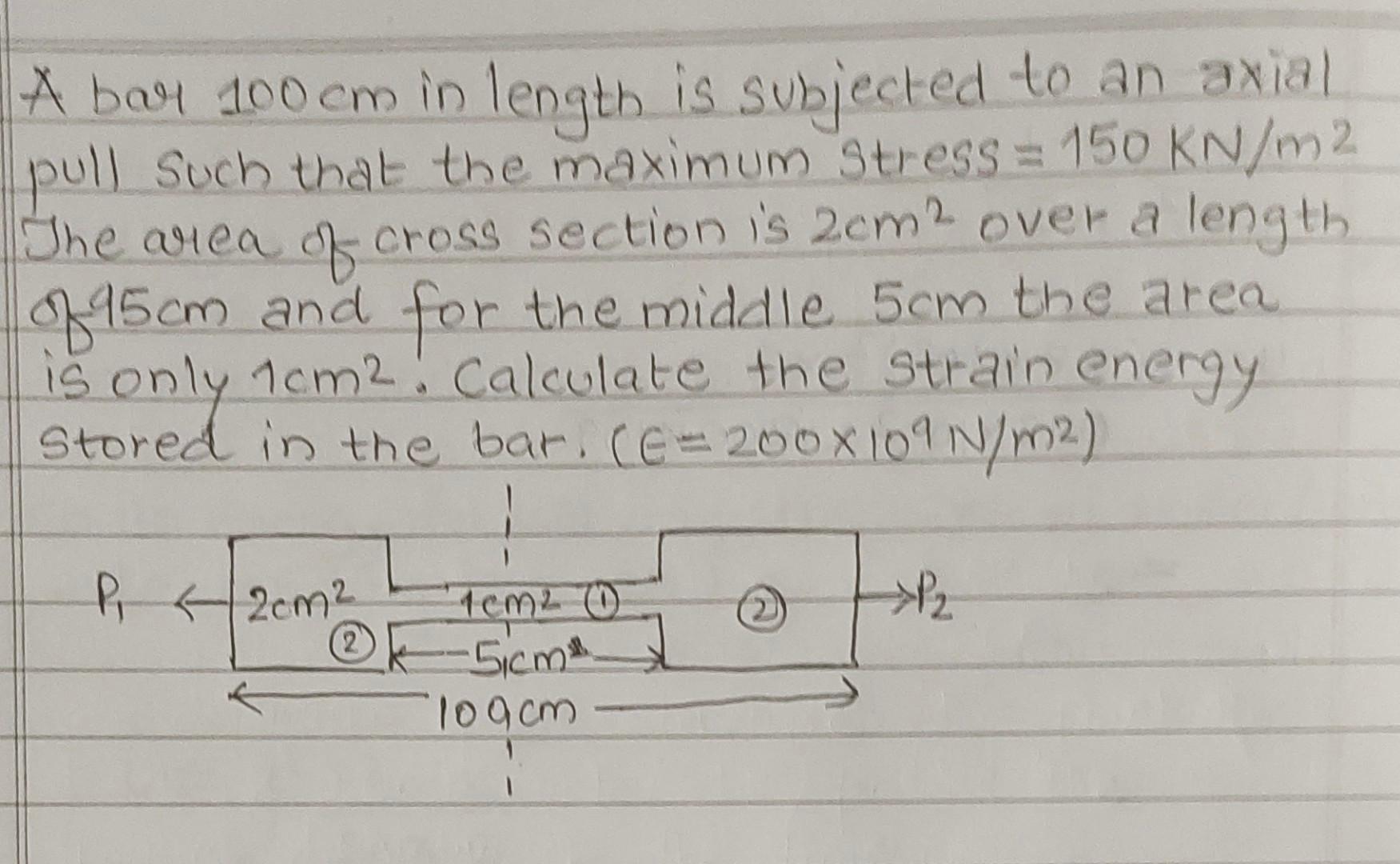 Solved A baru 100 cm in length is subjected to an axial pull | Chegg.com