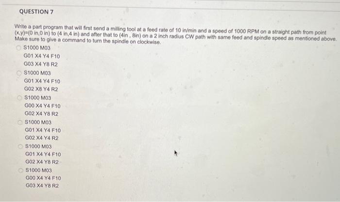 Solved Write a part program that will first send a milling | Chegg.com