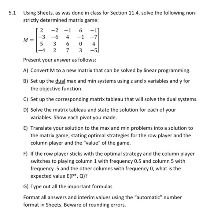 Solved 5.1 Using Sheets, as was done in class for Section | Chegg.com