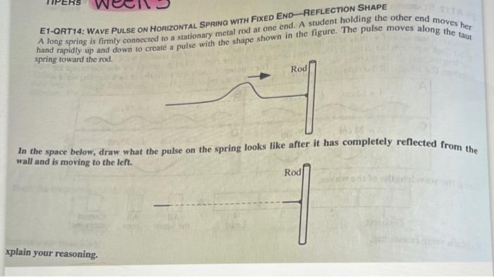 Solved E1-QRT14: WAVE PULSE ON HOAIZONTAL SPAING WITH FIXED | Chegg.com