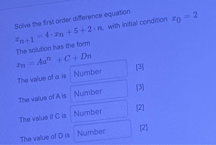 Solve the first order difference equation xn + 1= 4xn | Chegg.com