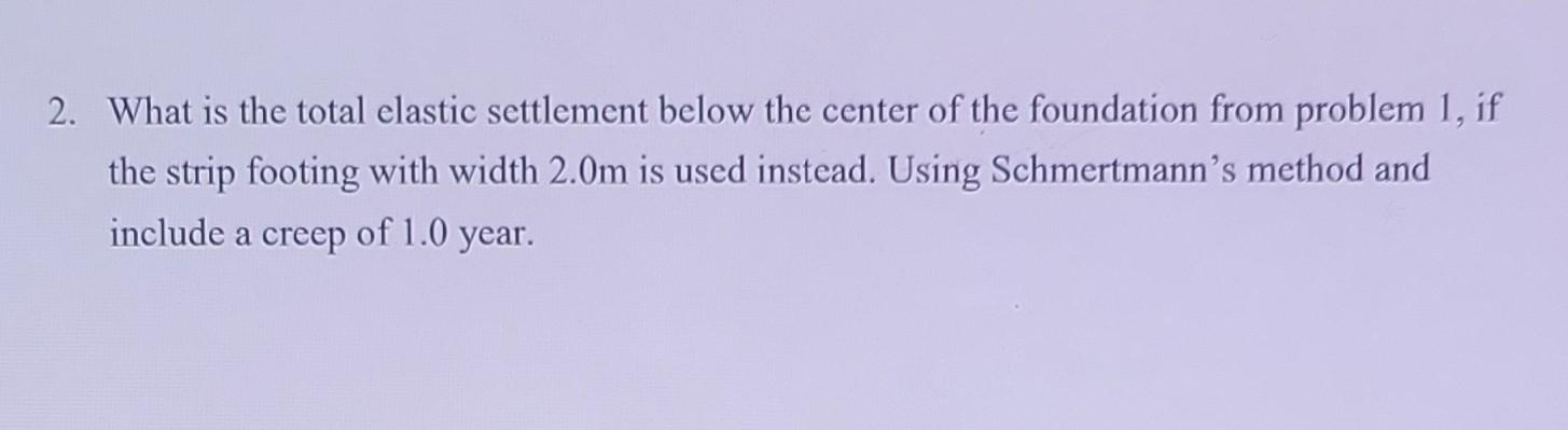Solved Elastic Settlement is Se=13.8mm or 0.0138m qo | Chegg.com