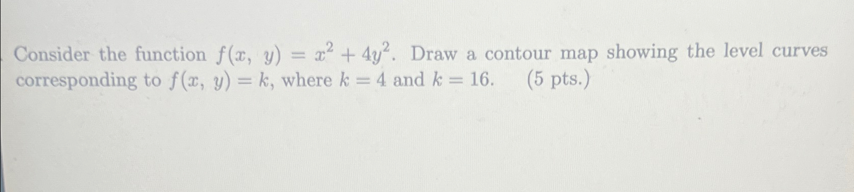 Solved Consider the function f(x,y)=x2+4y2. ﻿Draw a contour | Chegg.com