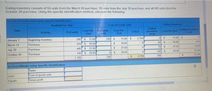 Solved Ending inventory consists of 55 units from the March | Chegg.com