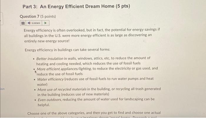 Solved Part 3: An Energy Efficient Dream Home (5 pts) | Chegg.com