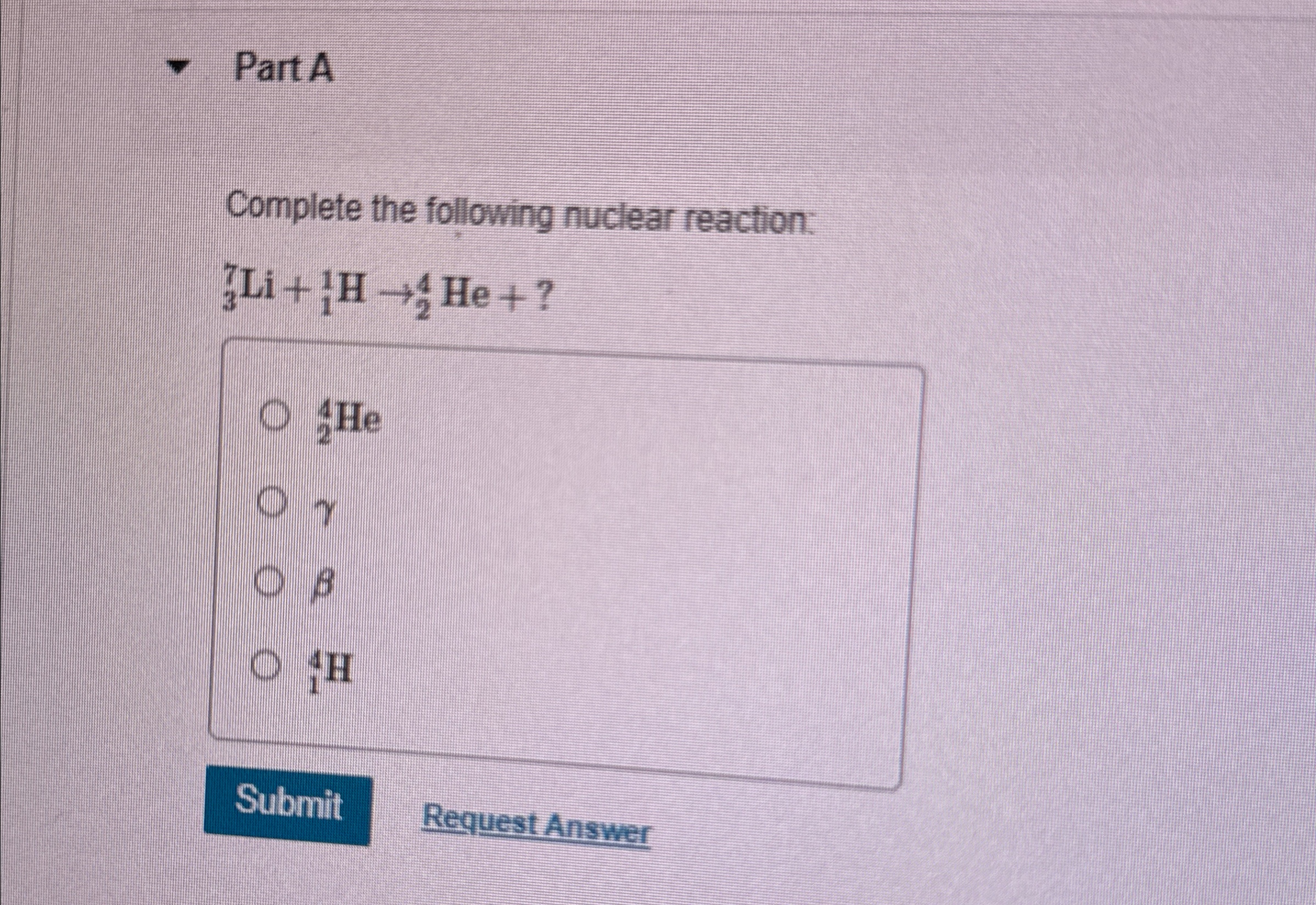 Solved Part AComplete the following nuclear | Chegg.com