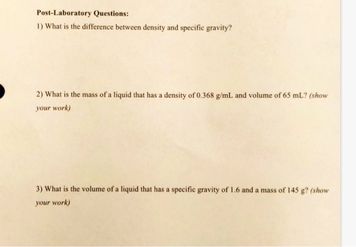 Solved Post-Laboratory Questions: 1) What is the difference | Chegg.com